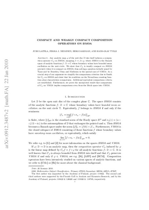 Pdf Compact And Weakly Compact Composition Operators On Bmoa