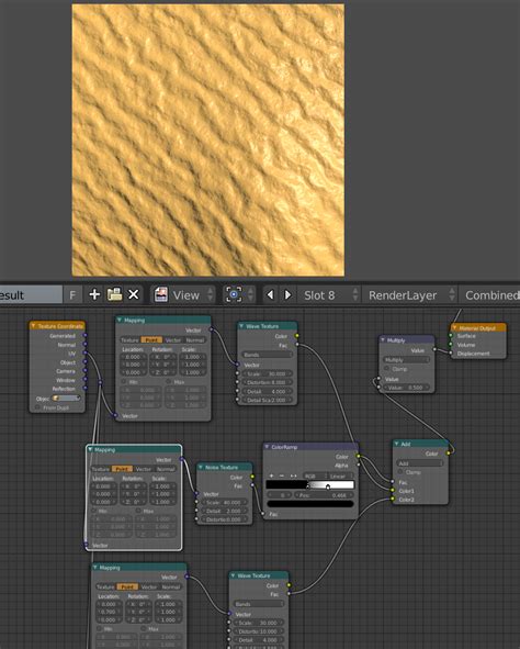 Cycles How To Mix Procedural Textures For A Natural Waves Of Sand Displacement Effect