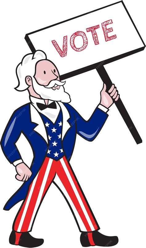 엉클 샘 현수막 투표 서 만화 프리미엄 벡터