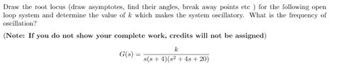 Solved Draw The Root Locus Draw Asymptotes Find Their