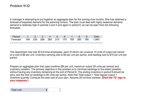 solved a manager is attempting to put together an aggregate