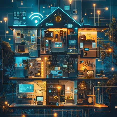 Futuristic Smart Home With Integrated Iot Devices Stock Illustration Illustration Of Digital