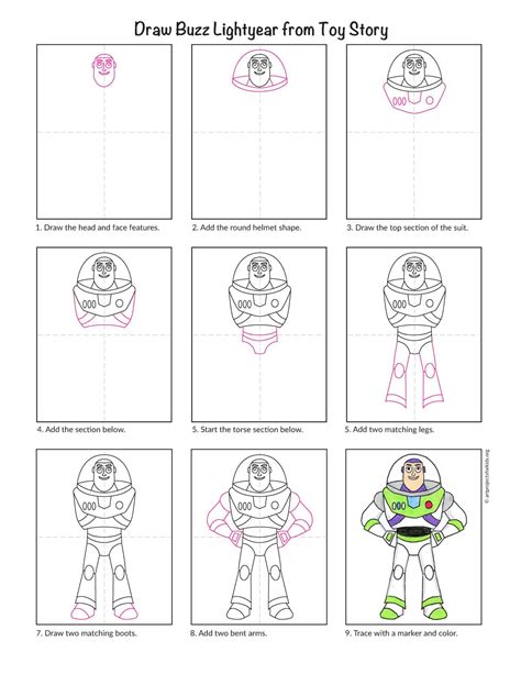 How To Draw Buzz Lightyear From Toy Story Easy And Color