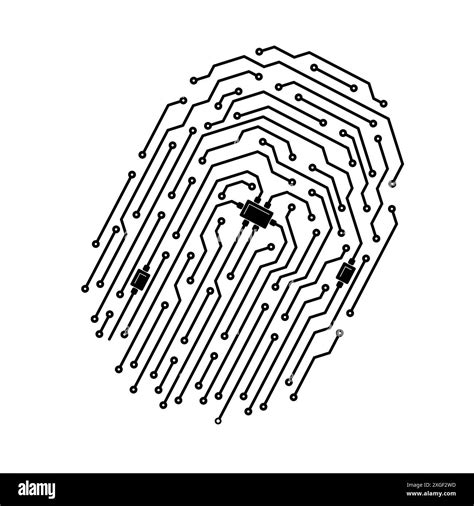 Computer Digital Fingerprint Made Of Circuit Board Patterns Symbolizing Technology Security