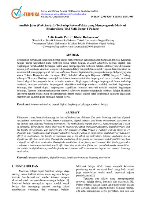 Pdf Analisis Jalur Path Analysis Terhadap Faktor Faktor Yang
