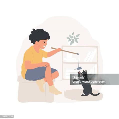 고양이 고립 된 만화 벡터 일러스트레이션과 함께 노는 것 가지 식물 부위에 대한 스톡 벡터 아트 및 기타 이미지 가지 식물 부위 놀기 아이 Istock