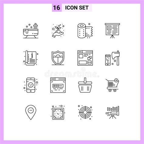 16 User Interface Outline Pack Of Modern Signs And Symbols Of Shield Cover Paper Catalogue