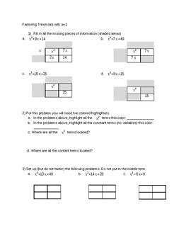Factoring Polynomials Using The Box Method By Linda Lund TpT