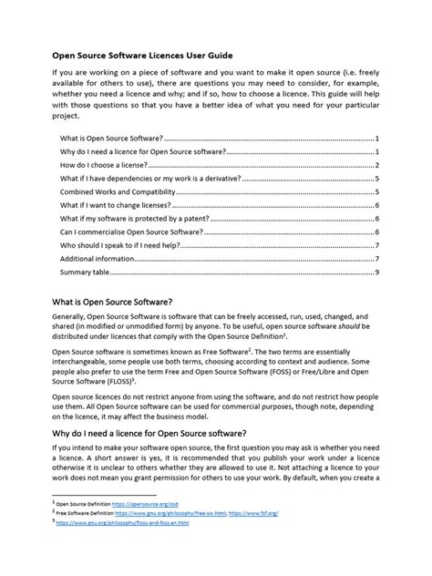 Open Source Software Licences User Guide V4 Clean Pdf Monopoly Economics Free Content