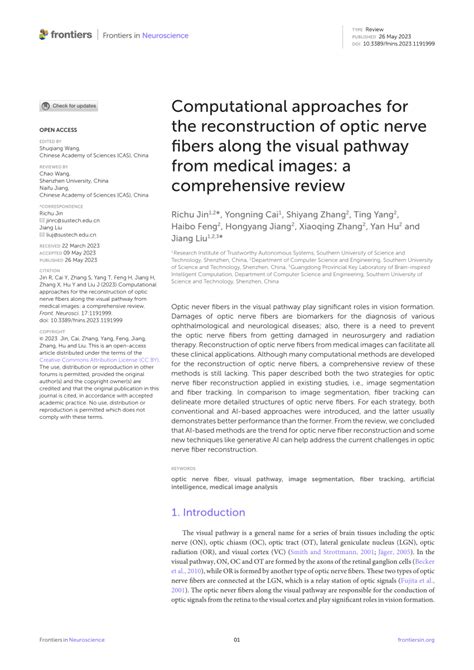 pdf computational approaches for the reconstruction of optic nerve