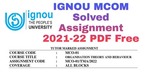 Ignou MCom Solved Assignment Semester Free Solutions Vivek Economics Accountancy