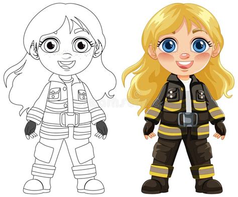 Cute Girl In Firefighter Stock Vector Illustration Of Belt 333177471