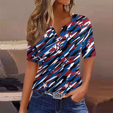 Dengdeng 4th Of July T Shirts For Women Short Sleeve Independence Day
