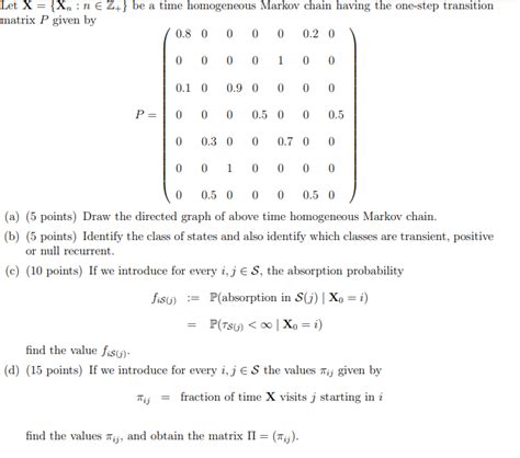 Solved Let X {xn Ne Z } Be A Time Homogeneous Markov