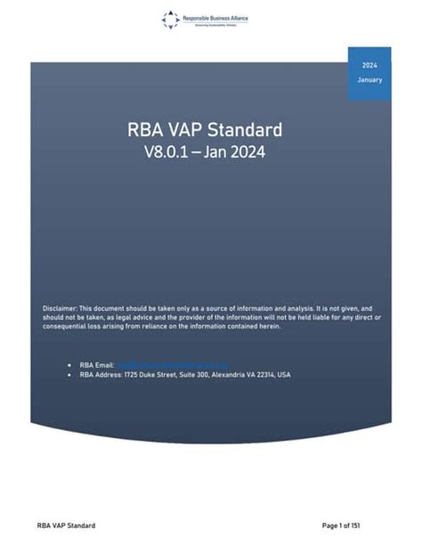 Rba Vap Standard Responsible Business Alliance Code Of Conduct V8 0 Pdf