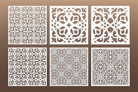 레이저 컷 캐비닛 프렛 워크 아랍어 스타일의 패널을 천공 장식 사각형 패널 템플릿 은 외부 절단 설정 실루엣 기하학적 패턴입니다 금속 종이 또는 나무 조각 야외 화면 Diy