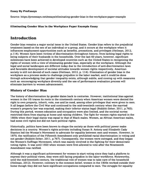 📚 Eliminating Gender Bias In The Workplace Paper Example Free Essay Term Paper Example