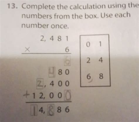 Solved 13 Complete The Calculation Using The Numbers From The Box