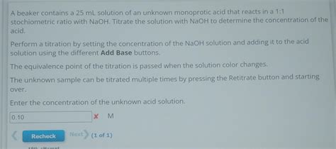 Solved A Beaker Contains A 25 Ml Solution Of An Unknown