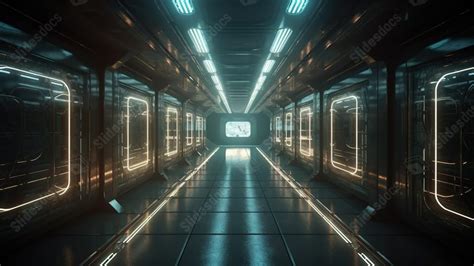 3d Rendered Futuristic Corridor With A Sci Fi Twist Powerpoint Background For Free Download