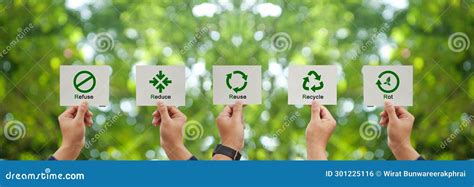Hand Holding Reuse Reduce Recycle Refuse Rot Symbol Concept Of Zero