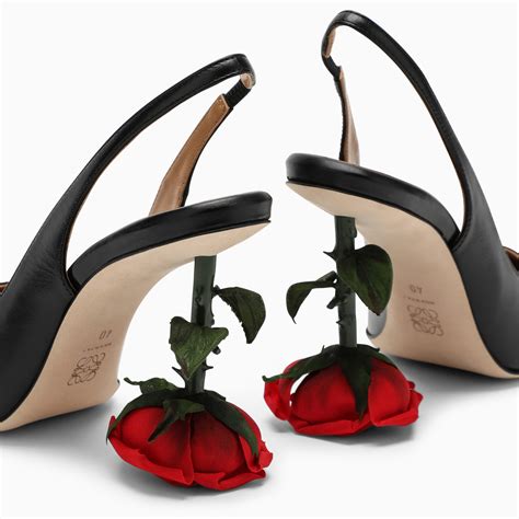 Loewe Rose Heel Black Slingback Thedoublef