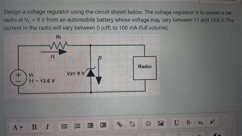 Solved Design A Voltage Regulator Using The Circuit Shown Chegg Com