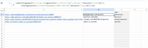 Regex In Google Sheets Extract Domains With Several Subdirectories From A List With Urls