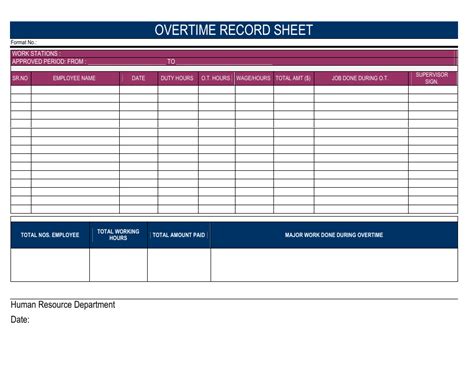 Overtime Record Spreadsheet Template Download Printable Pdf Templateroller