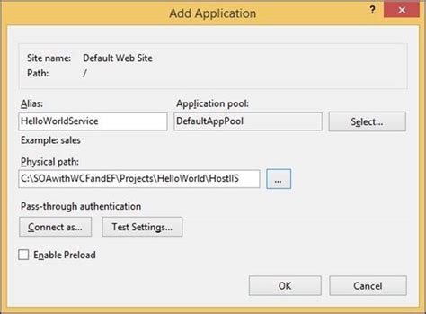 creating the iis application