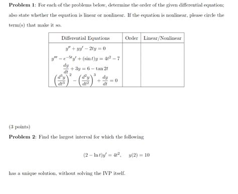Solved Problem 1 For Each Of The Problems Below Determine Chegg Com