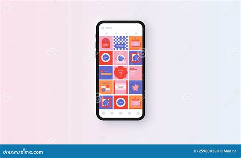 Template Screen Interface Application Posts For Social Media Stock Vector Illustration Of