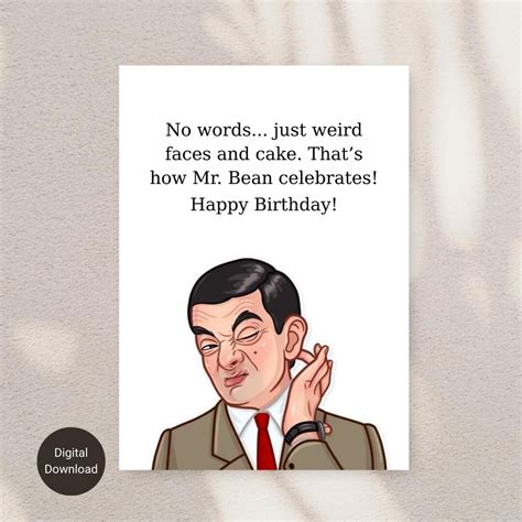 Mr Bean Birthday Card Mr Bean T Pop Icon Card Funny Birthday Card