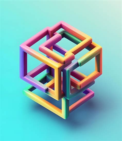 Abstract Colorful Interlocking Cubes 3d Illustration Premium Ai Generated Image