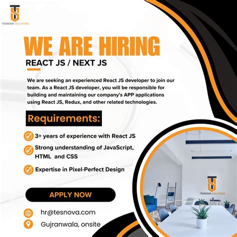 Tesnova Solutions On Linkedin Jobopportunity Reactjs Nextjs Hiring