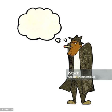 말풍선이 있는 사람 의 모자 참호 코트 만화 캐릭터 귀여운에 대한 스톡 벡터 아트 및 기타 이미지 귀여운 기이함 낙서