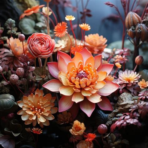 Premium Ai Image Beautiful Forest Flowers Realistic