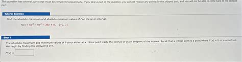 Solved Parttutorial Exercisefind The Absolute Maximum And
