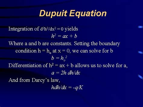 Derivation Of The Dupuit Equation Unconfined Flow Dupuit
