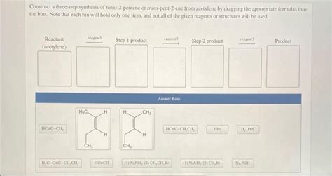 Solved Construct A Three Step Synthesis Of Trans 2 Pentene