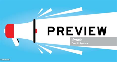 파란색 배경에 흰색 배너에 단어 미리보기가 있는 컬러 확성기 아이콘 시위에 대한 스톡 벡터 아트 및 기타 이미지 시위 생활필수품 0명 Istock