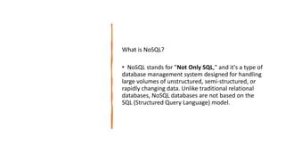 Nosql Introduction On Nosql And Sql Vs Nosql Comparison PPT