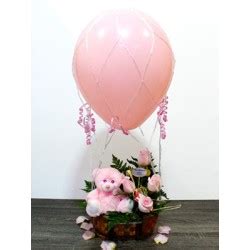 Globo Willy Fog Nena Con Centro De 4 Rosas Y Peluche Rosa
