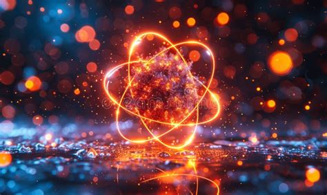 A Glowing Detailed Illustration Of An Atom With Orbiting Electrons