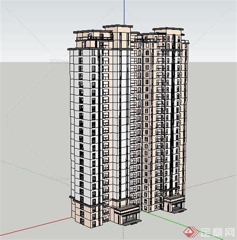 某现代风格高层住宅建筑设计方案su模型3 Sketchup模型库 毕马汇 Nbimer
