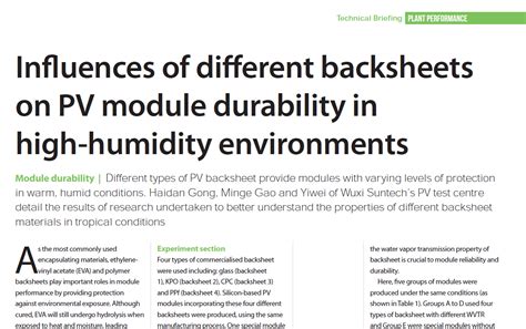 Influences Of Different Backsheets On Pv Module Durability In High Humidity Environments Pv Tech