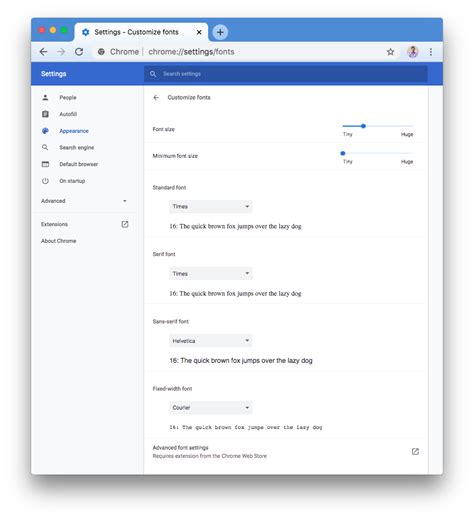 Default Chrome Fonts On Macos