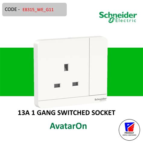 Schneider Electric Avataron 13a 250v 1 Gang Switched Socket 3 Pin Switched Socket Wall