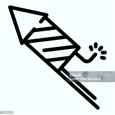 폭죽 라인 아이콘입니다 불타는 불꽃놀이 벡터 그림은 흰색으로 분리되어 있습니다 축제 로켓 개요 스타일 및 응용 프로그램을 위해