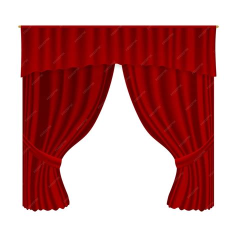 극장 커튼 현실적인 벨벳 섬유 장식 휘장 럭셔리 오픈 레드 커튼 극장 무대 인테리어 장식 프리미어 및 문화 프리미엄 벡터